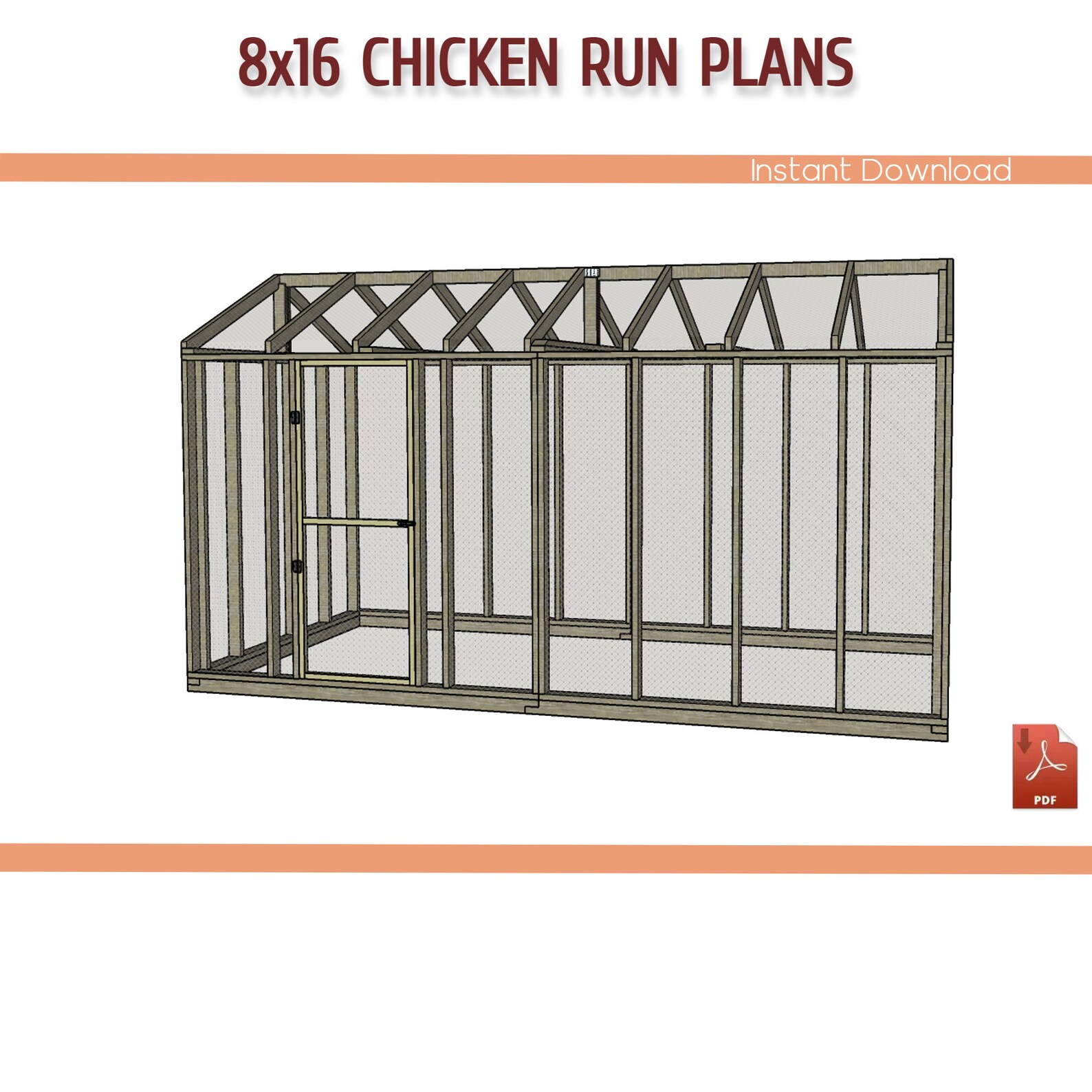 8x16 Chicken Run Building Plans – DIY Walk-in Coop (PDF Download) - Etsy
