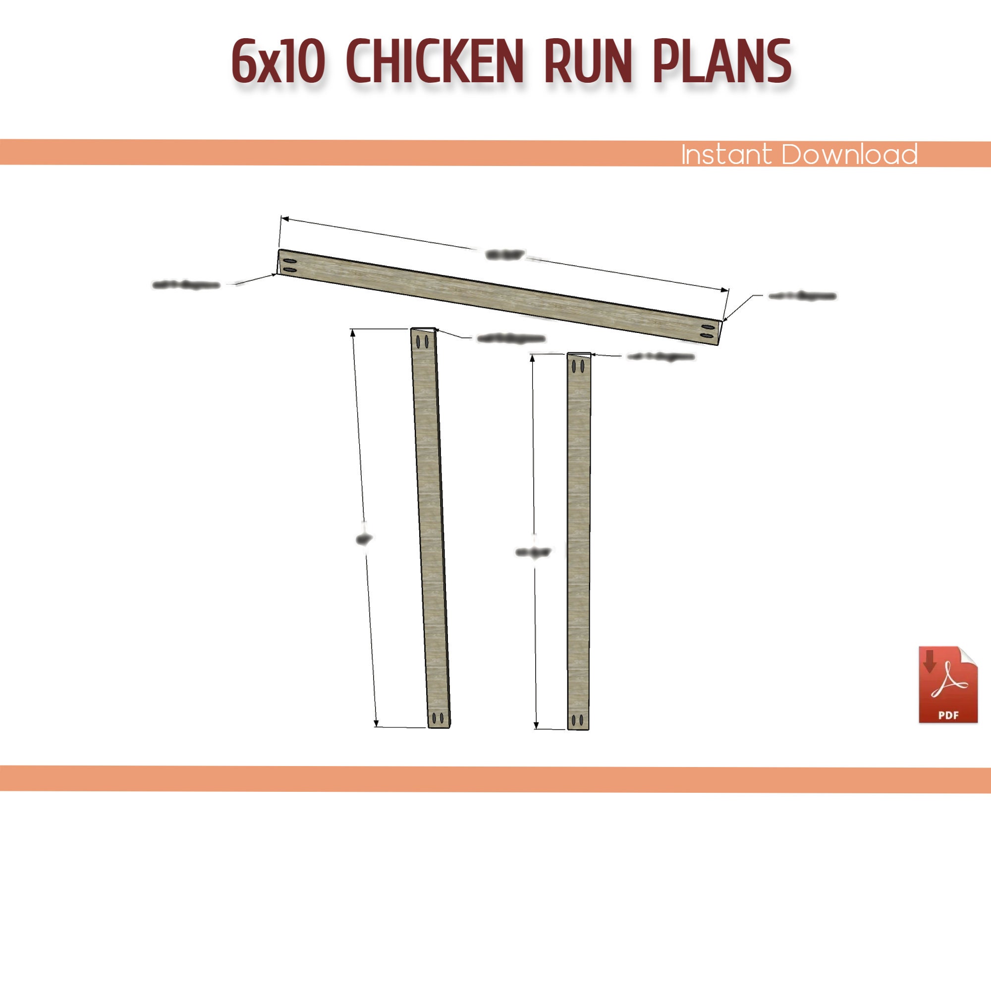 6x10 Chicken Coop Run Building Plans DIY Chicken Run Plans - Etsy
