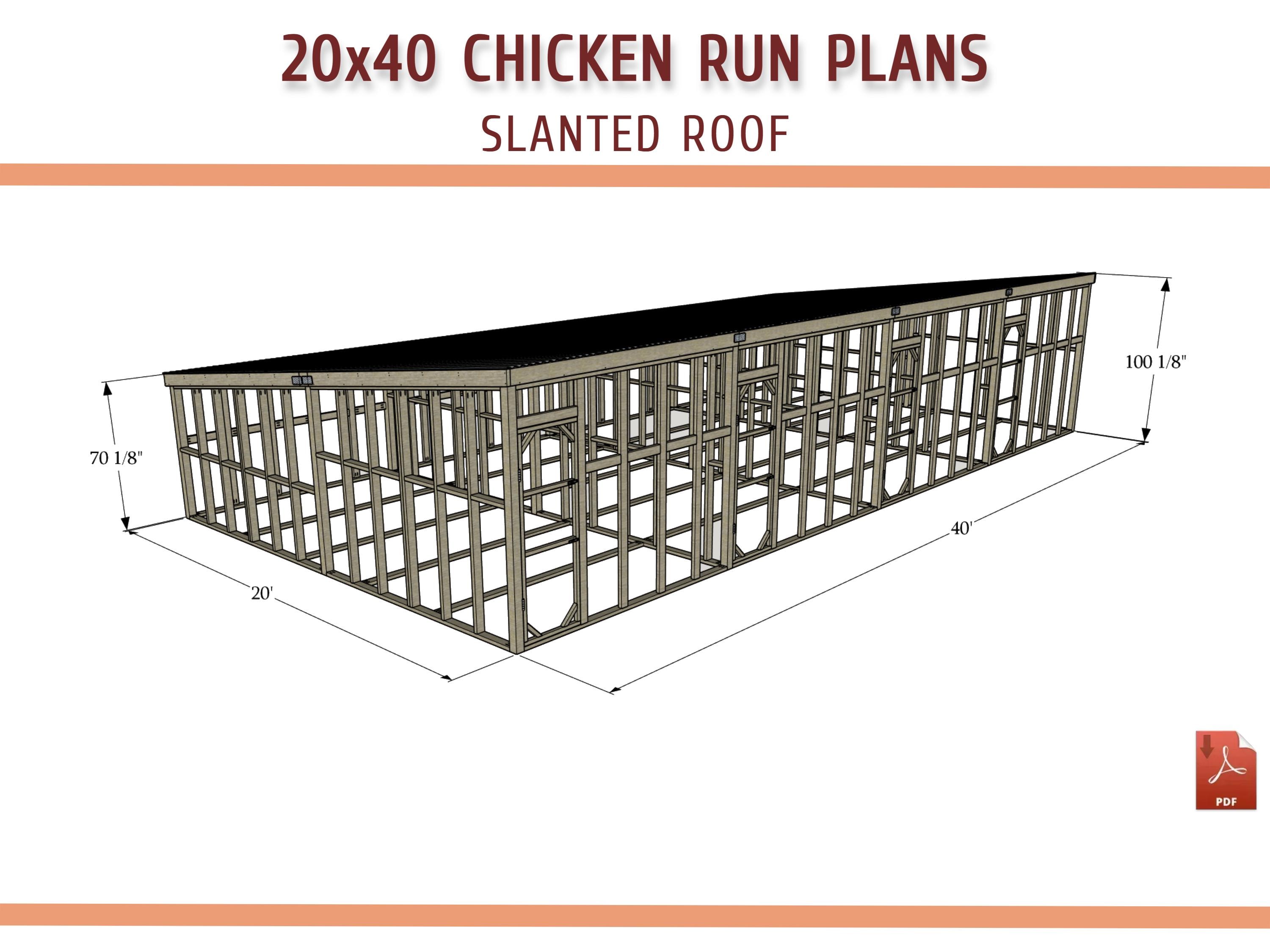 DIY 20x40 Chicken Run Plans – Large Walk-in Coop Run (PDF Download) - Etsy