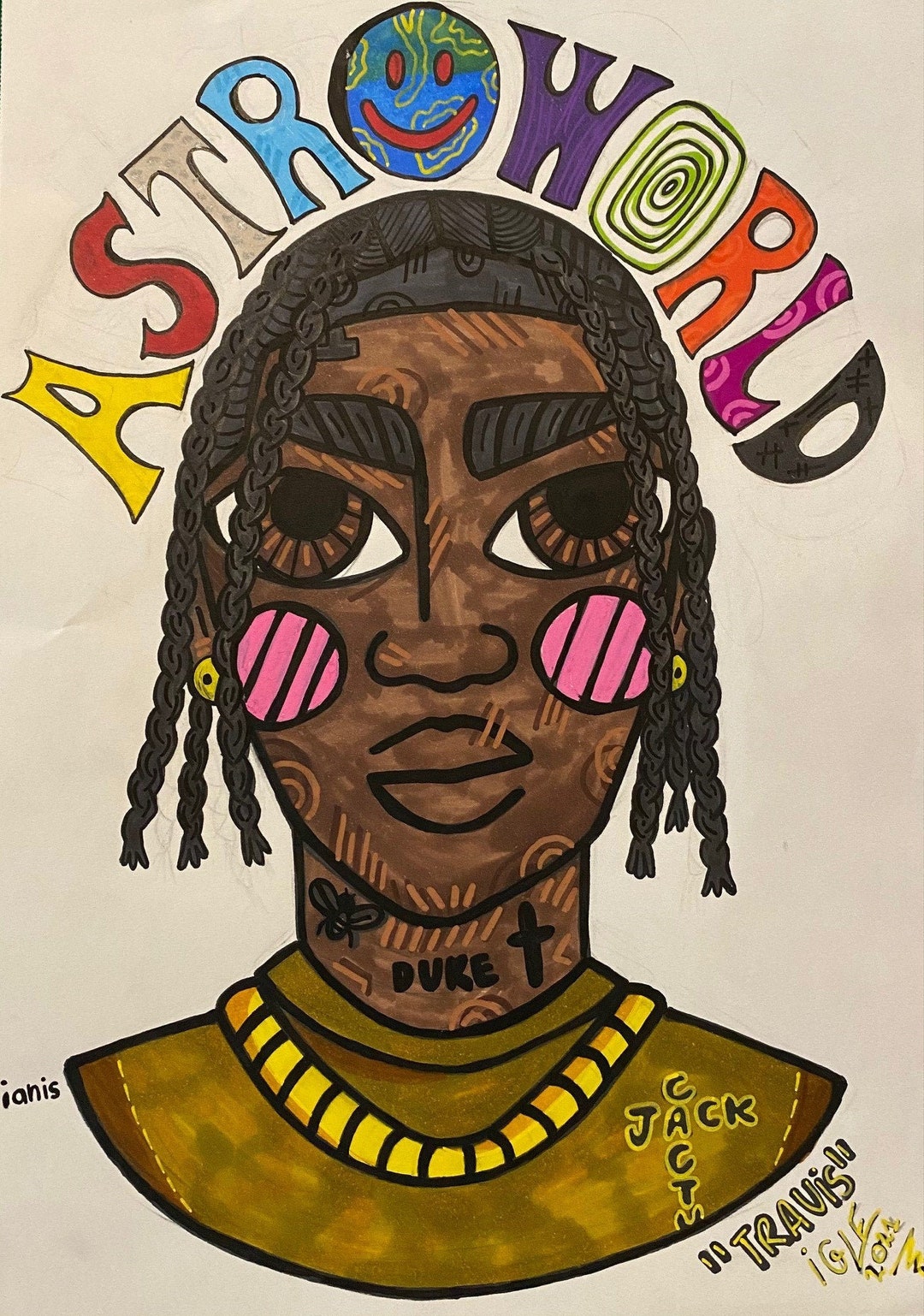 Dibujo Travis Scott AstroWorld - Etsy España