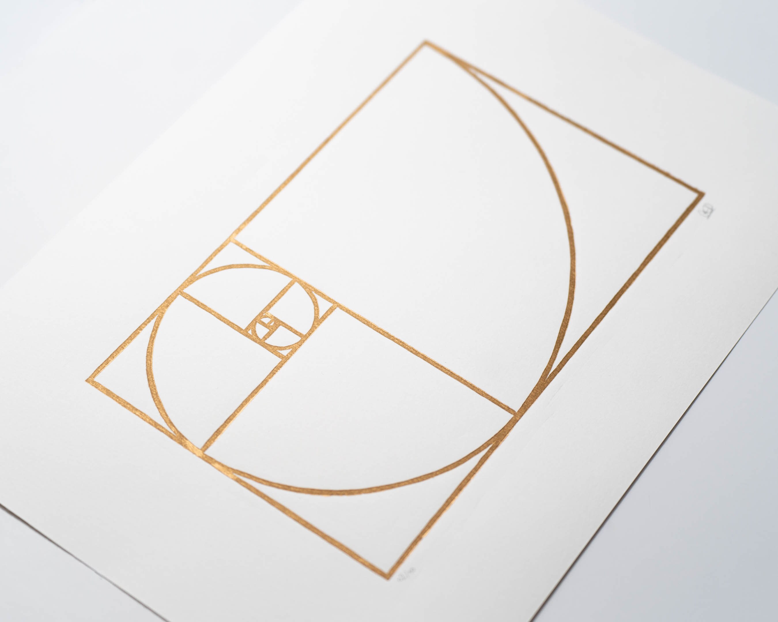 The Fibonacci Spiral Handcarved Linocut Print Black or - Etsy