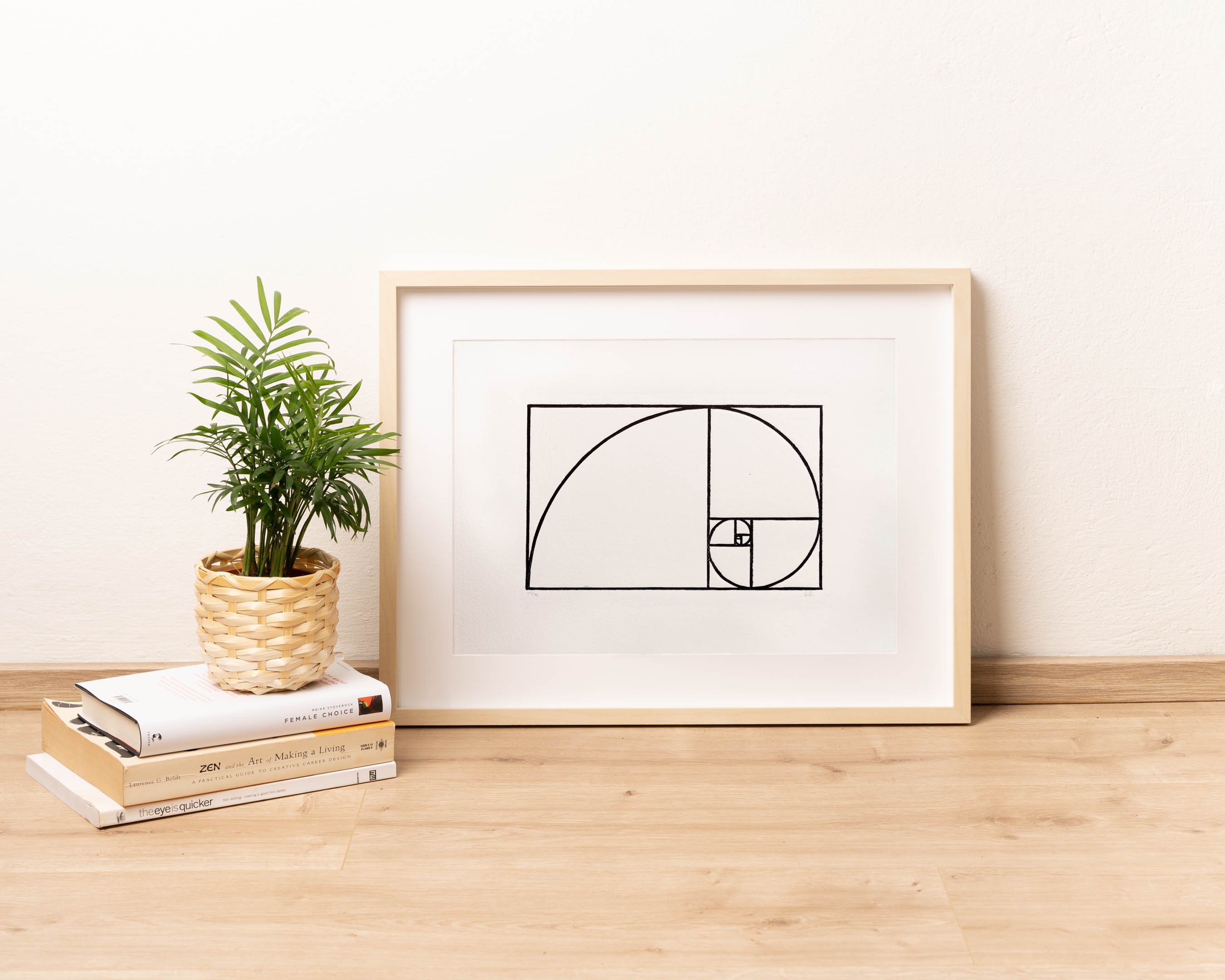 The Fibonacci Spiral Handcarved Linocut Print Black or | Etsy