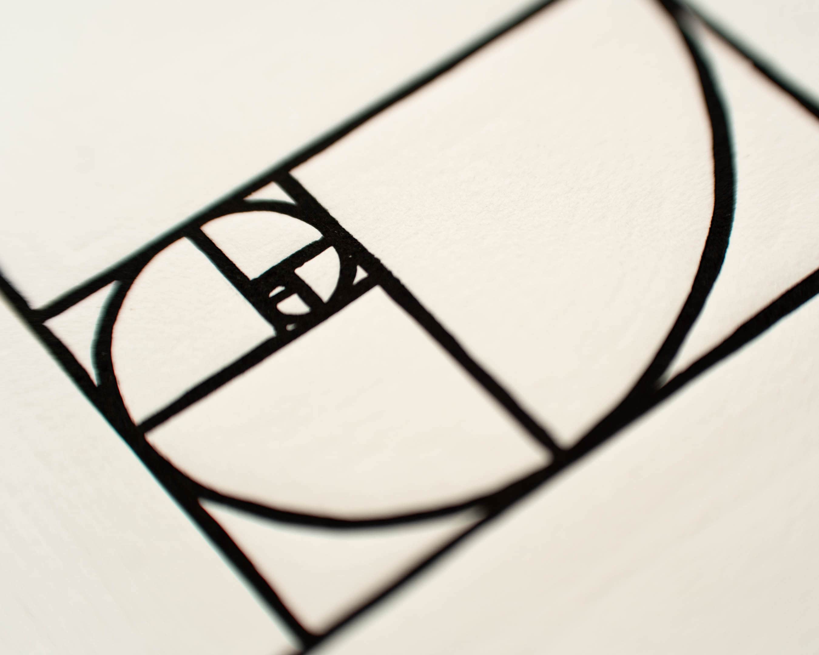 The Fibonacci Spiral | Handcarved Linocut Print | Black or Golden Ink ...