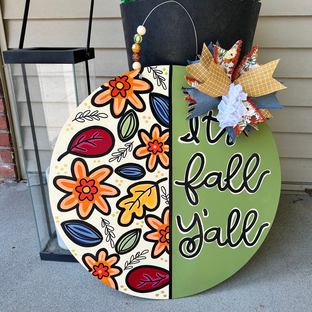Fall Door Hanger, Leaf Door Hanger, Autumn Door Sign, Pumpkin Door ...
