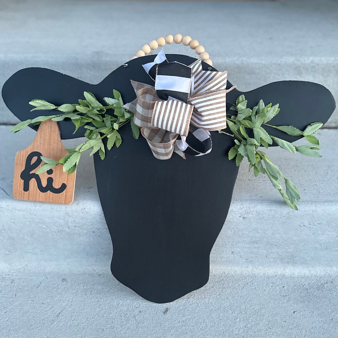 Cow Door Hanger, Cow Head Door Hanger, Cow Wreath, Western Door Hanger ...