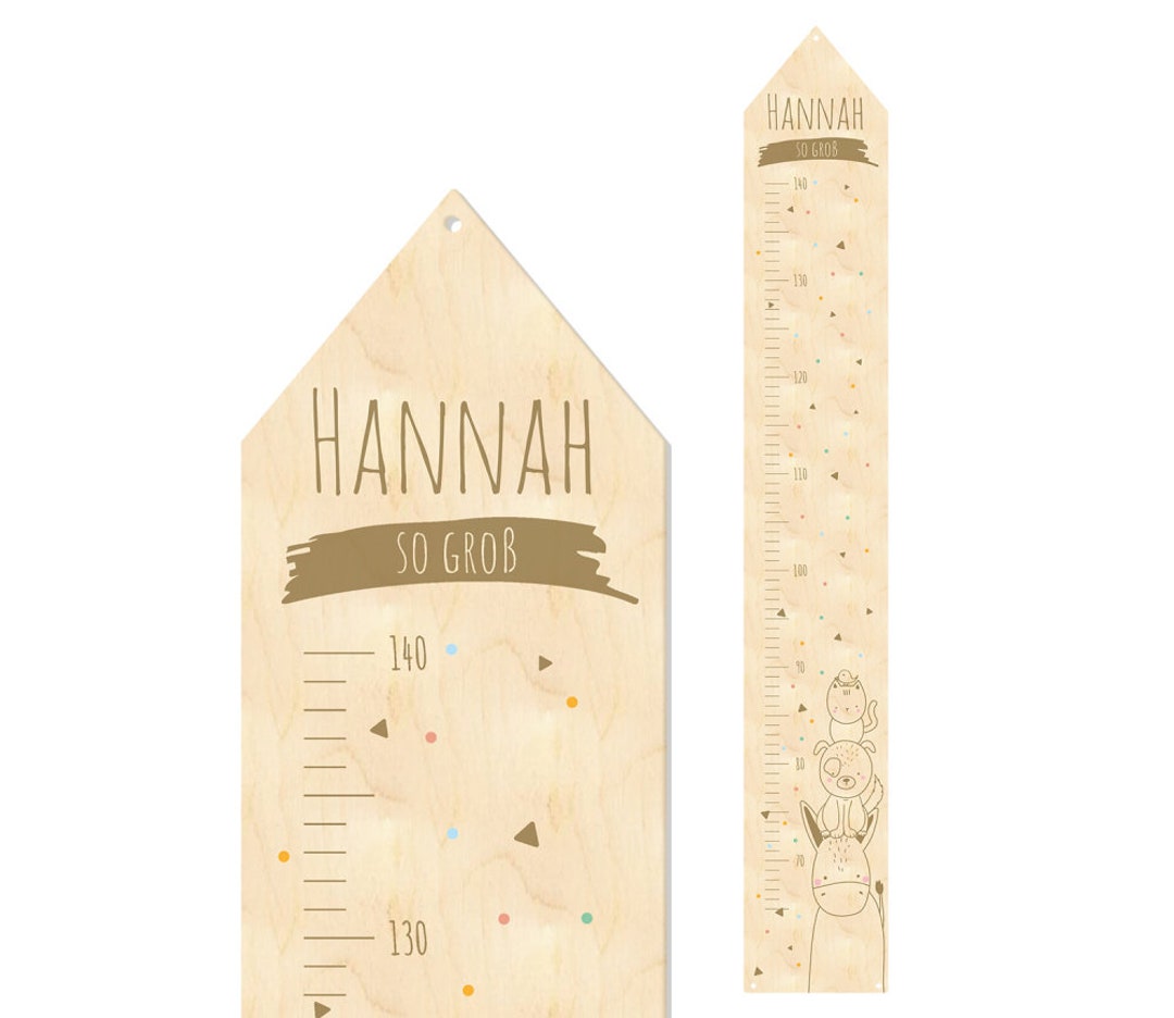 Wooden Measuring Stick 'animal', Personalized With Desired Name, Approx ...