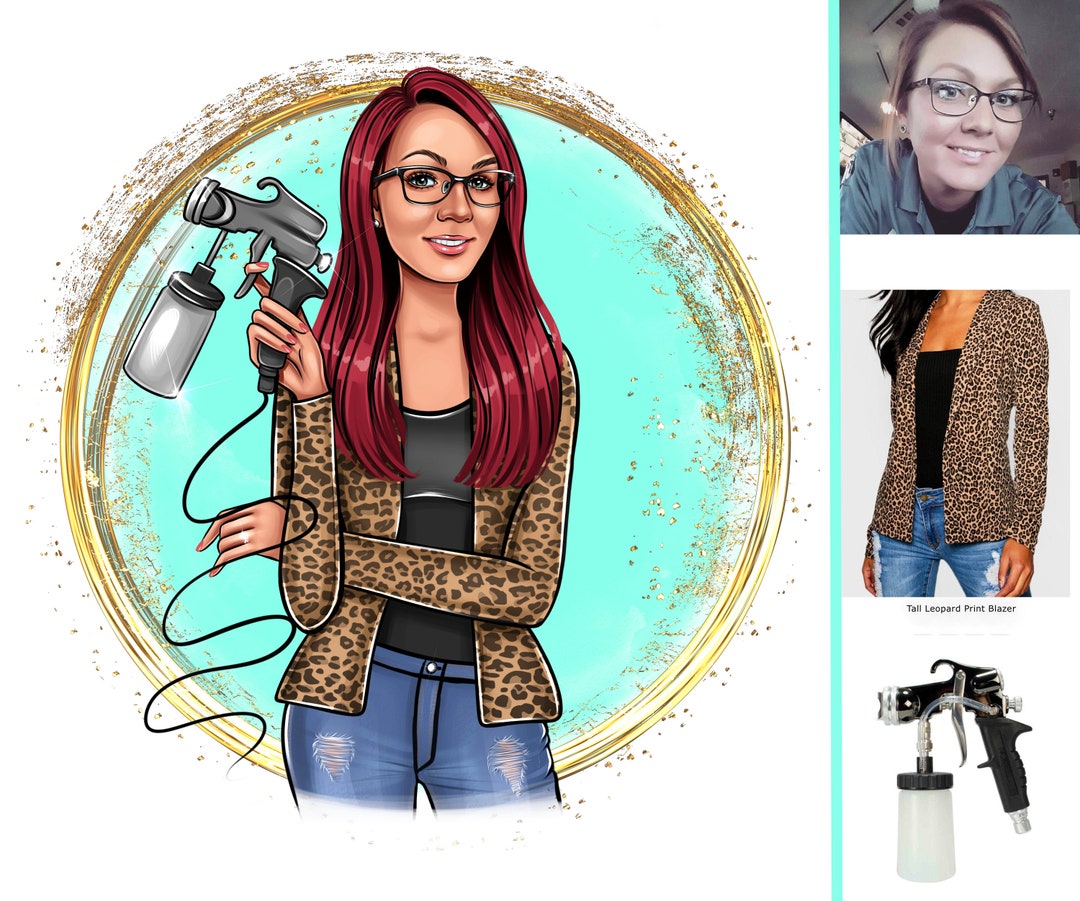 Spray Tanning Logo,cartoon Logo,digital Portrait,cartoon From Photo ...