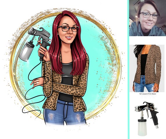 Spray tanning logoCartoon logoDigital portraitCartoon from | Etsy