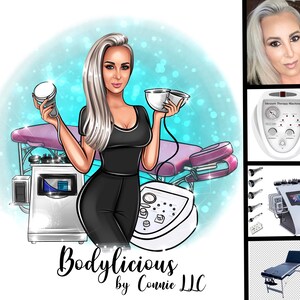 Spray Tanning Logo,cartoon Logo,digital Portrait,cartoon From Photo ...