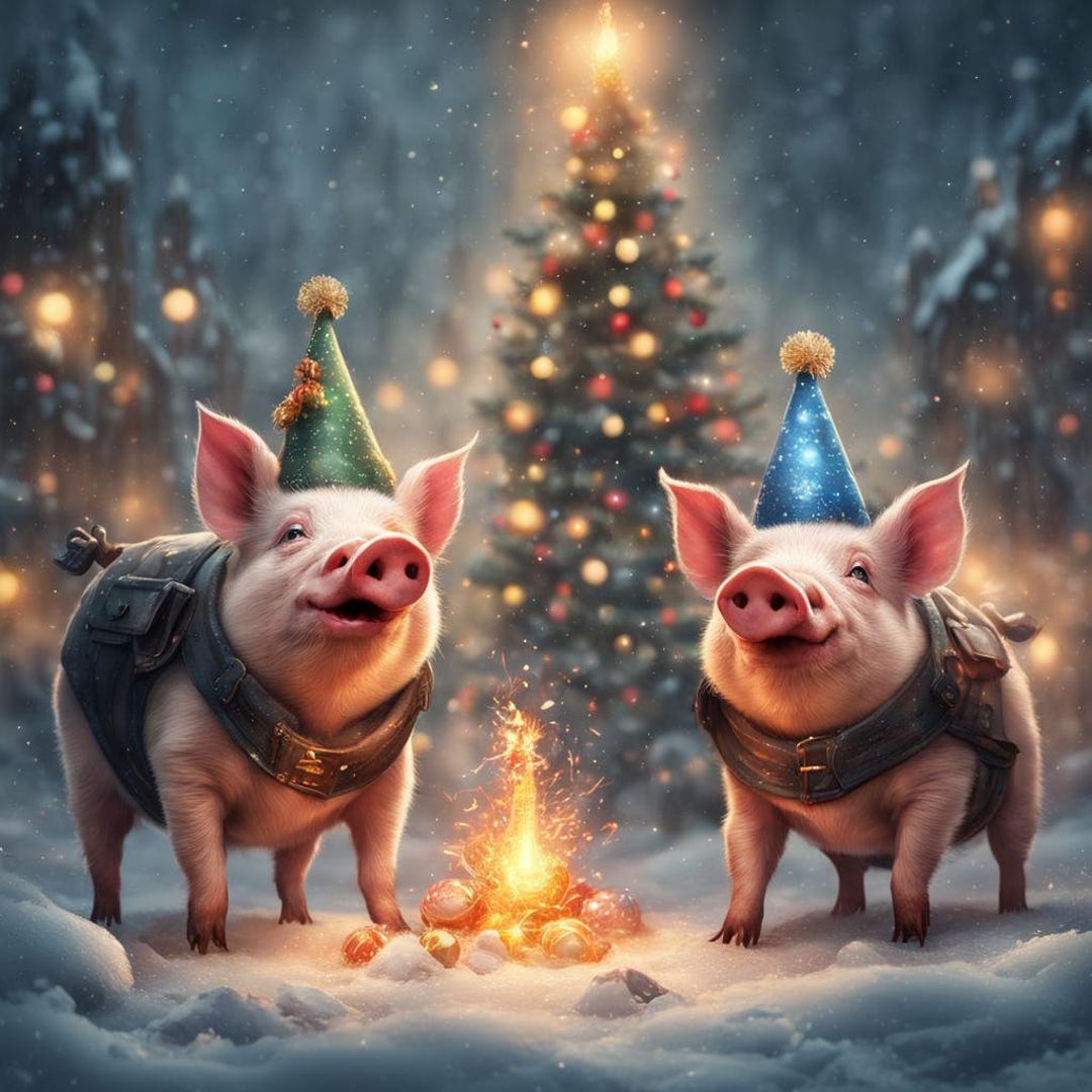 Merry Christmas Pigs Card Collection - Etsy