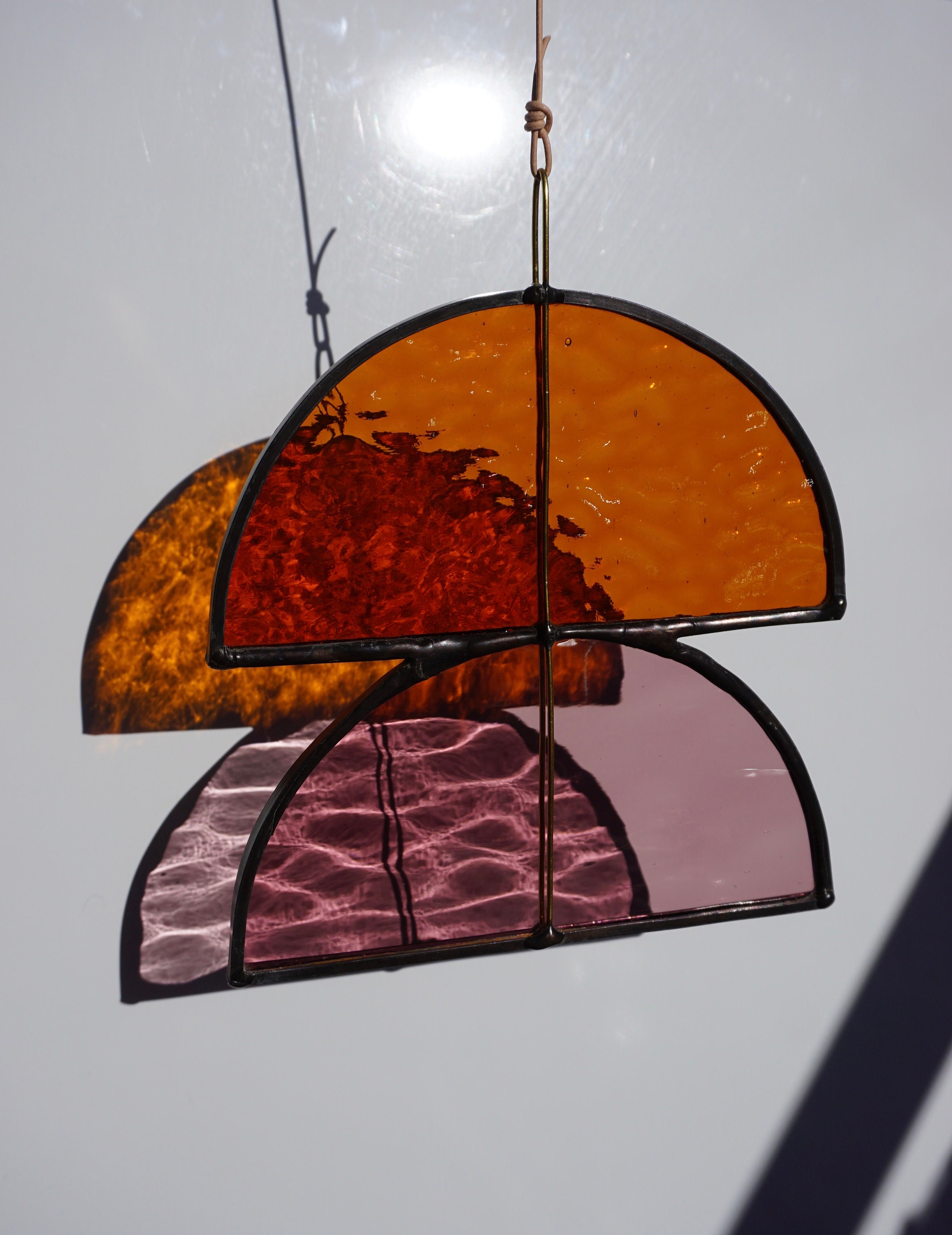 Modern Stained Glass Half Circle Panel - Etsy