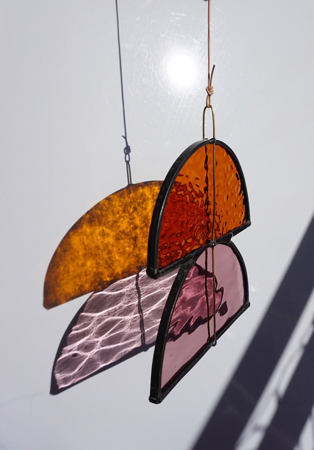 Modern Stained Glass Half Circle Panel - Etsy