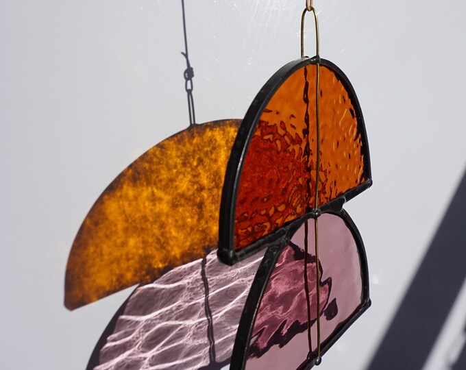 Modern Stained Glass Half Circle Panel - Etsy