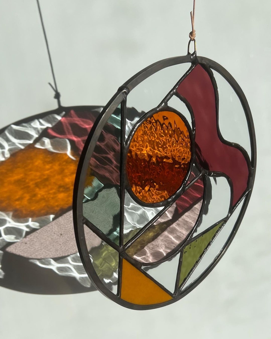 Modern Geometric Stained Glass Panel - Etsy