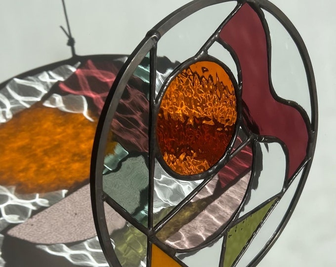 Modern Geometric Stained Glass Panel - Etsy