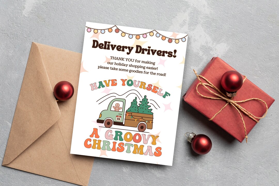 Retro Christmas Delivery Drivers Thank You Sign - Digital Download! - Etsy
