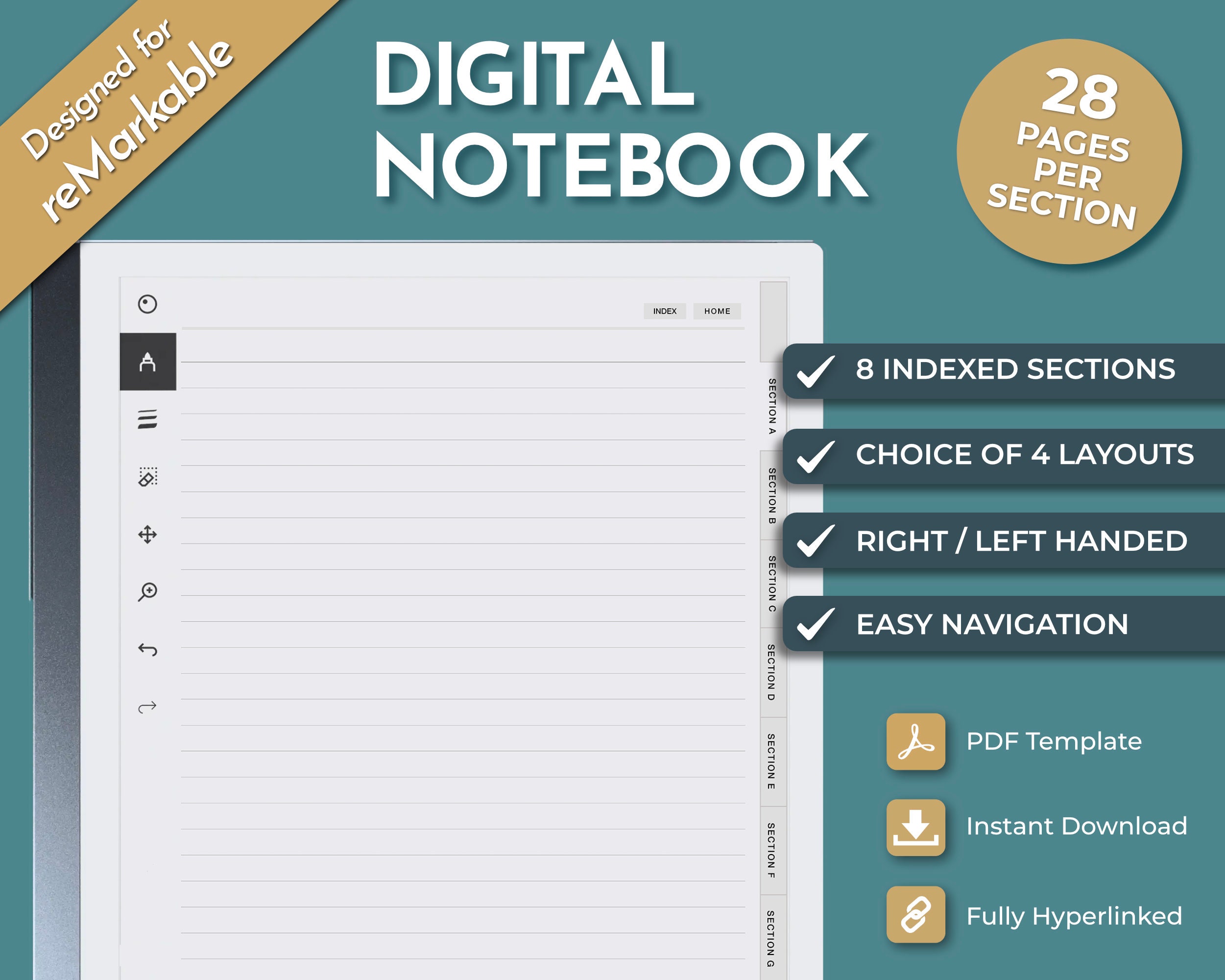 Remarkable 2 Notebook Template Remarkable 2 Template Digital Notebook ...