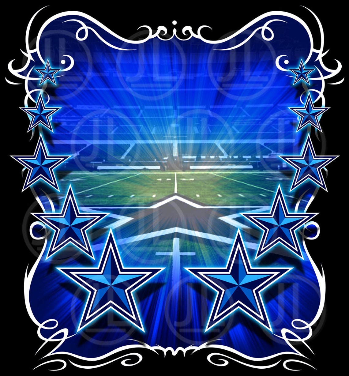 Football Background / Blue Star Background 5 Png. Files to Download - Etsy