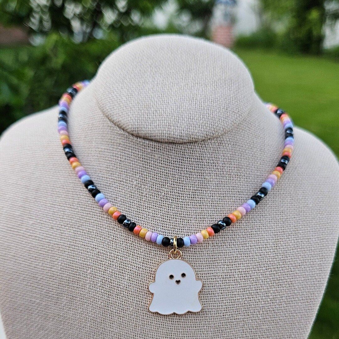 Summerween Necklace, Summerween Jewelry, Halloween Choker, Cute Ghost ...