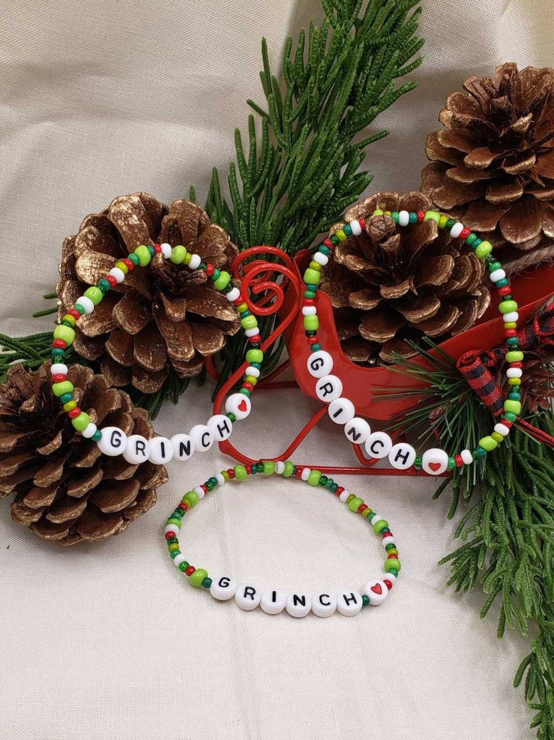 Grinch Bracelet, Grinch Jewelry, Kids Stocking Stuffer, Unique ...