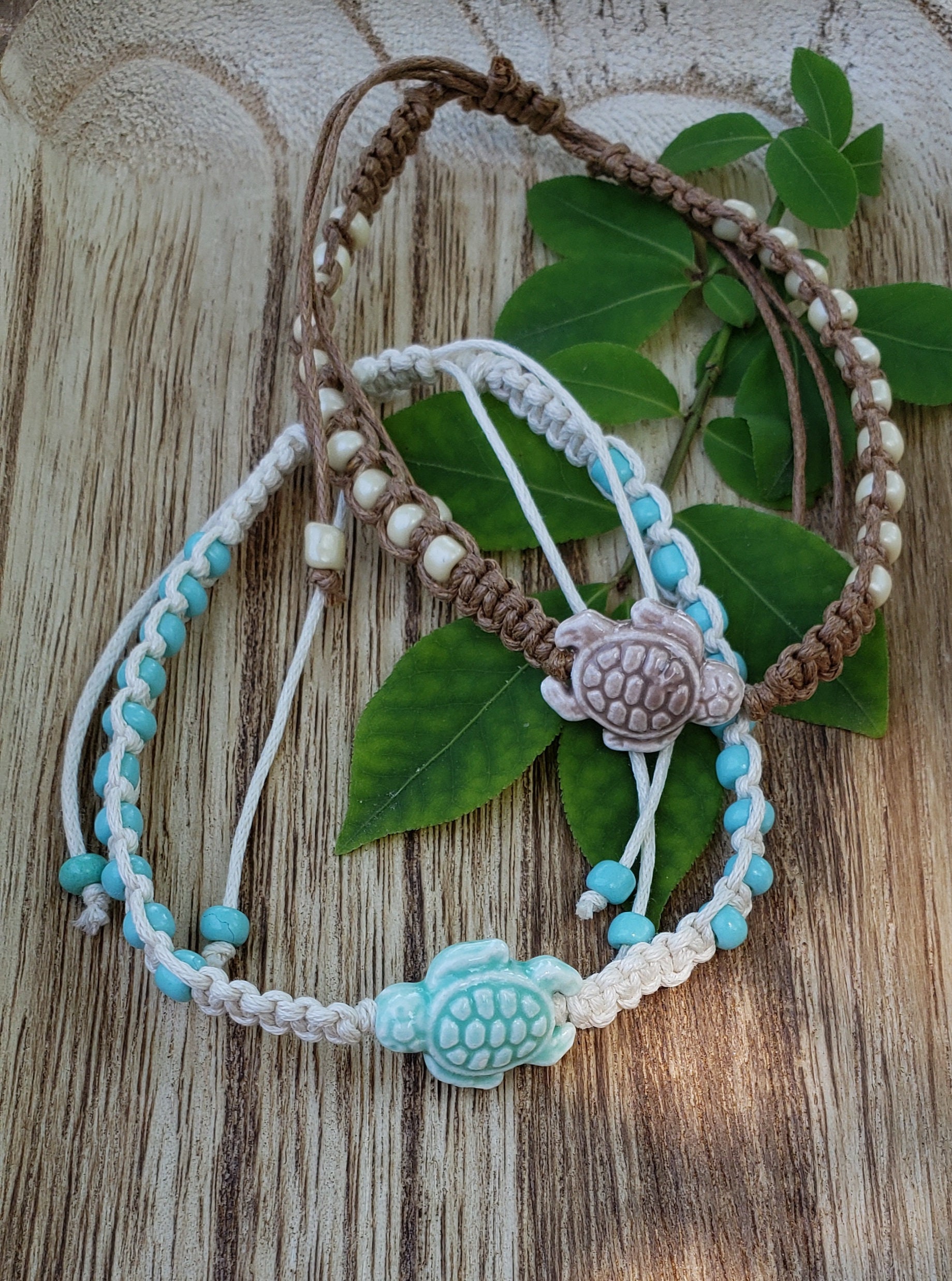 Handwoven Sea Turtle Anklet: Ceramic Turtle, Seed Bead Beach Jewelry - Etsy