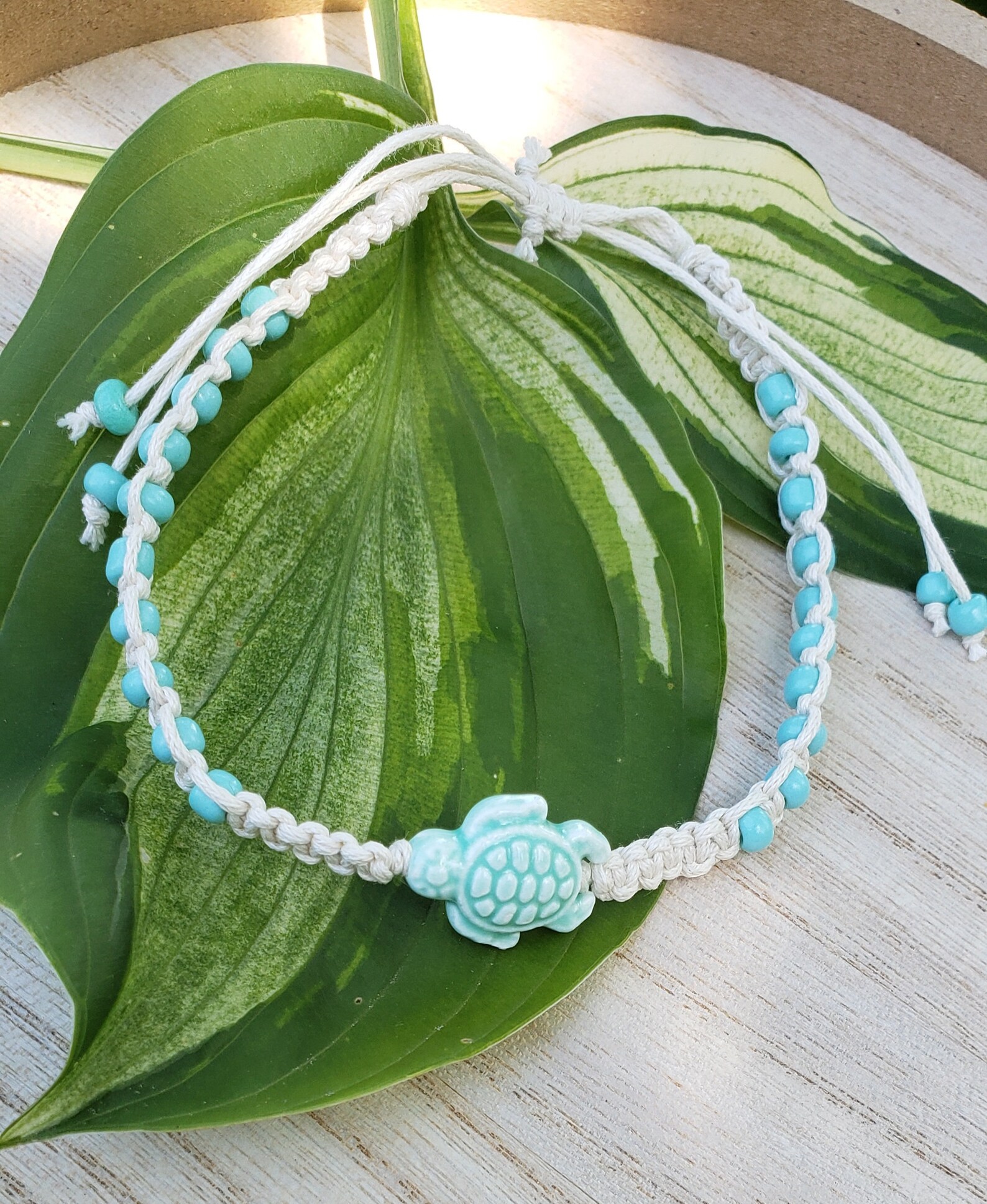 Handwoven Sea Turtle Anklet: Ceramic Turtle, Seed Bead Beach Jewelry - Etsy