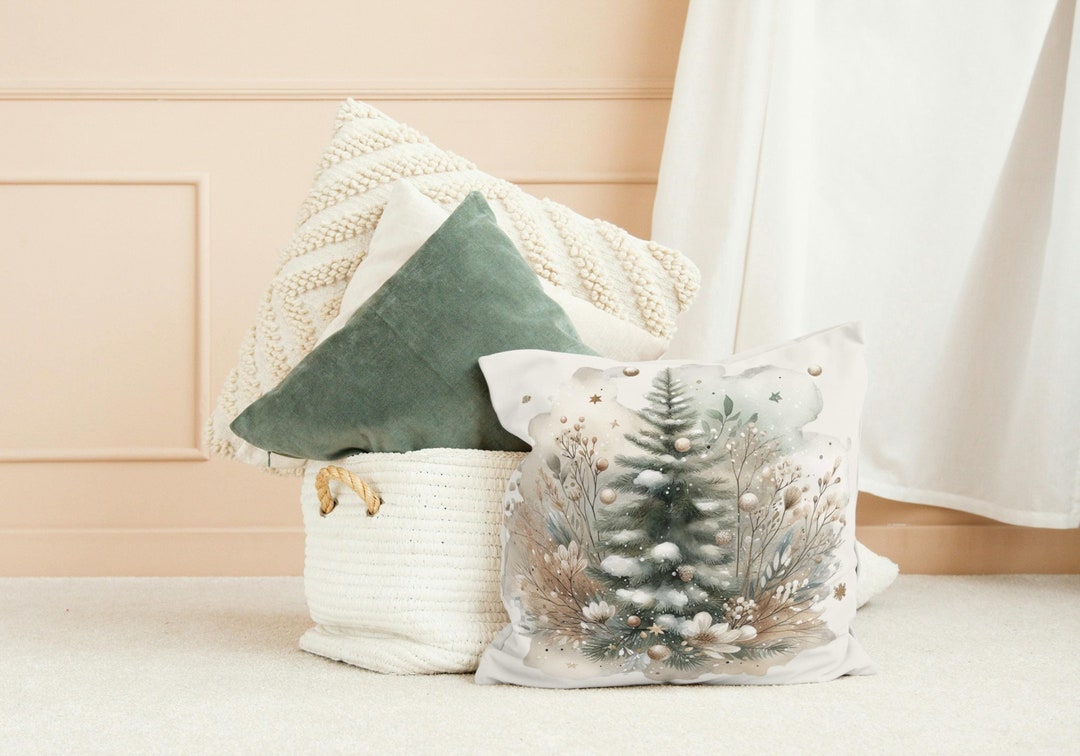 Pine Tree Pillow COVER Watercolor Christmas Tree Pillow Evergreen Tree ...