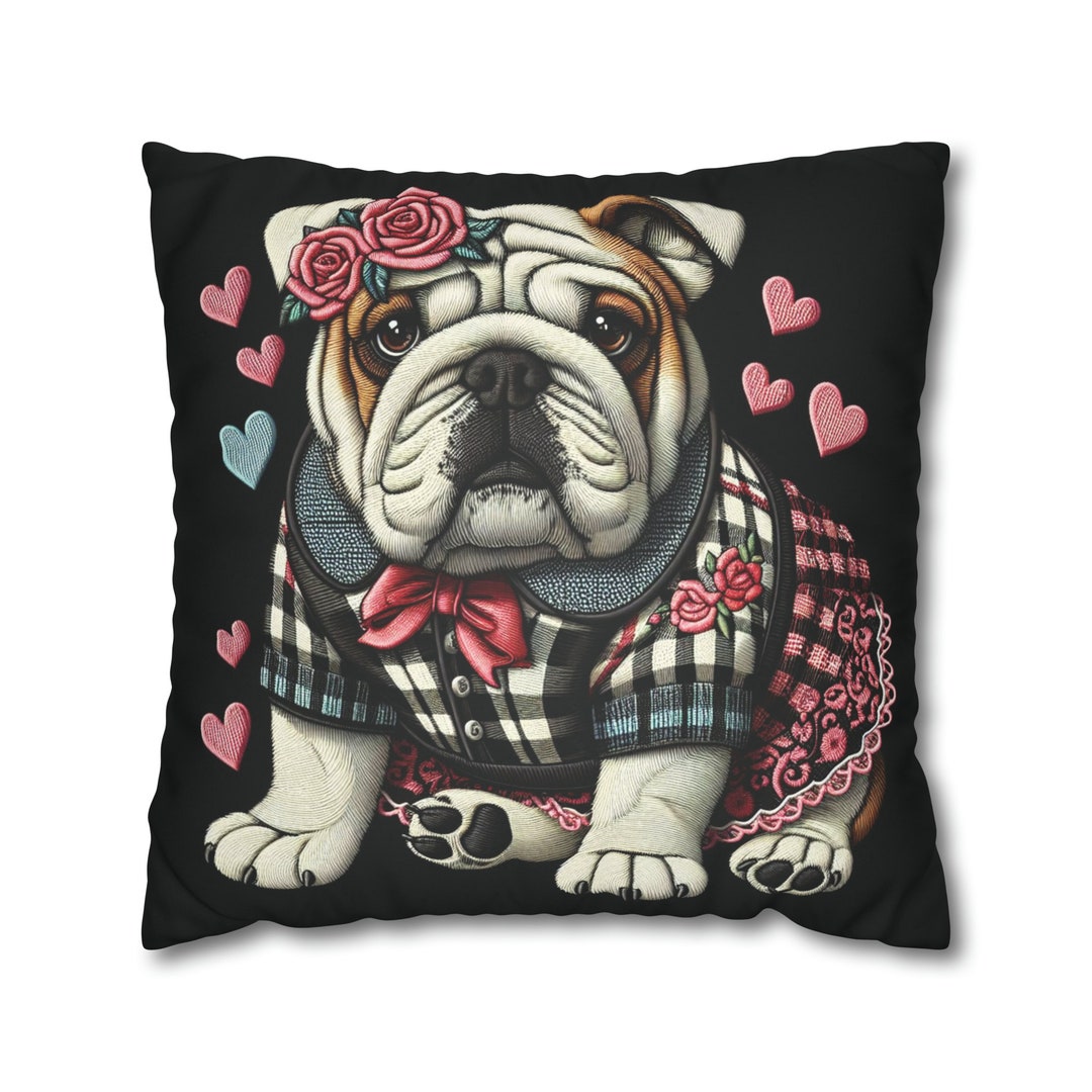 English Bulldog Pillow COVER Bulldog Cushion Cover Bulldog Lover Gift ...