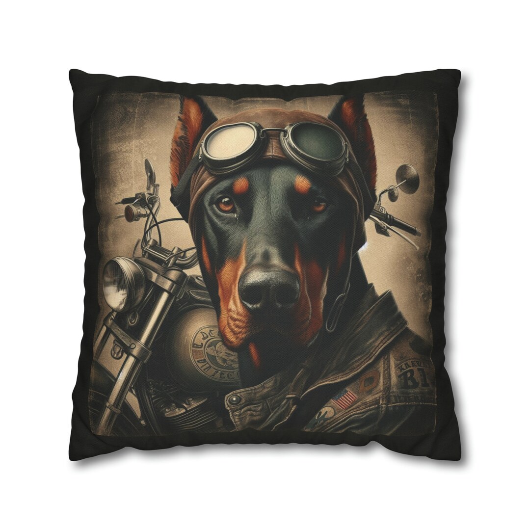 Doberman Biker Pillow COVER Motorcycle Doberman Pillow Cool - Etsy