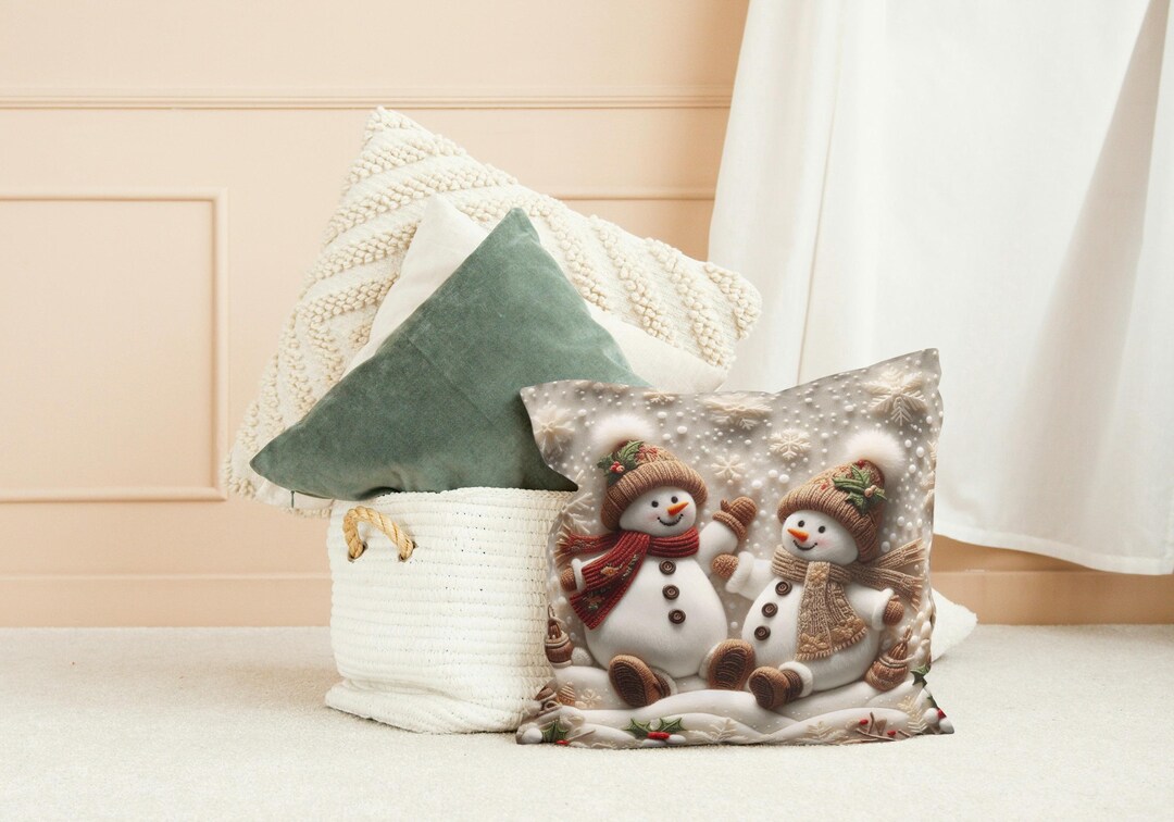 Snowman Christmas Pillow Cover Kids Cozy Christmas Pillowcase Fun Xmas ...