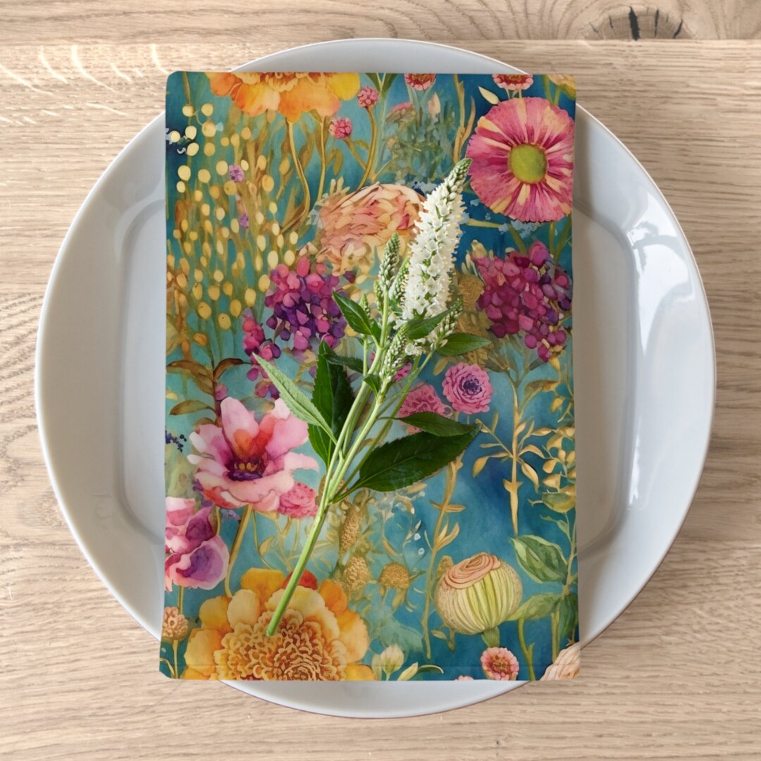 Spring Floral Cloth Napkins Set of 4 Country Cottage Floral Fabric ...