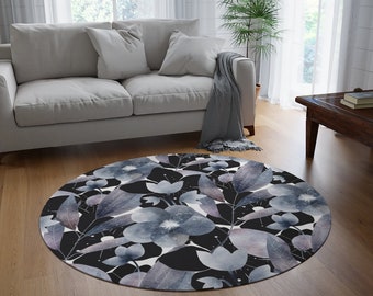 Gray Floral Rug - Etsy