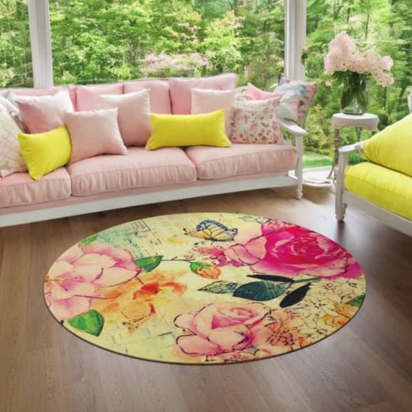 Yellow Round Area Rugs - Etsy