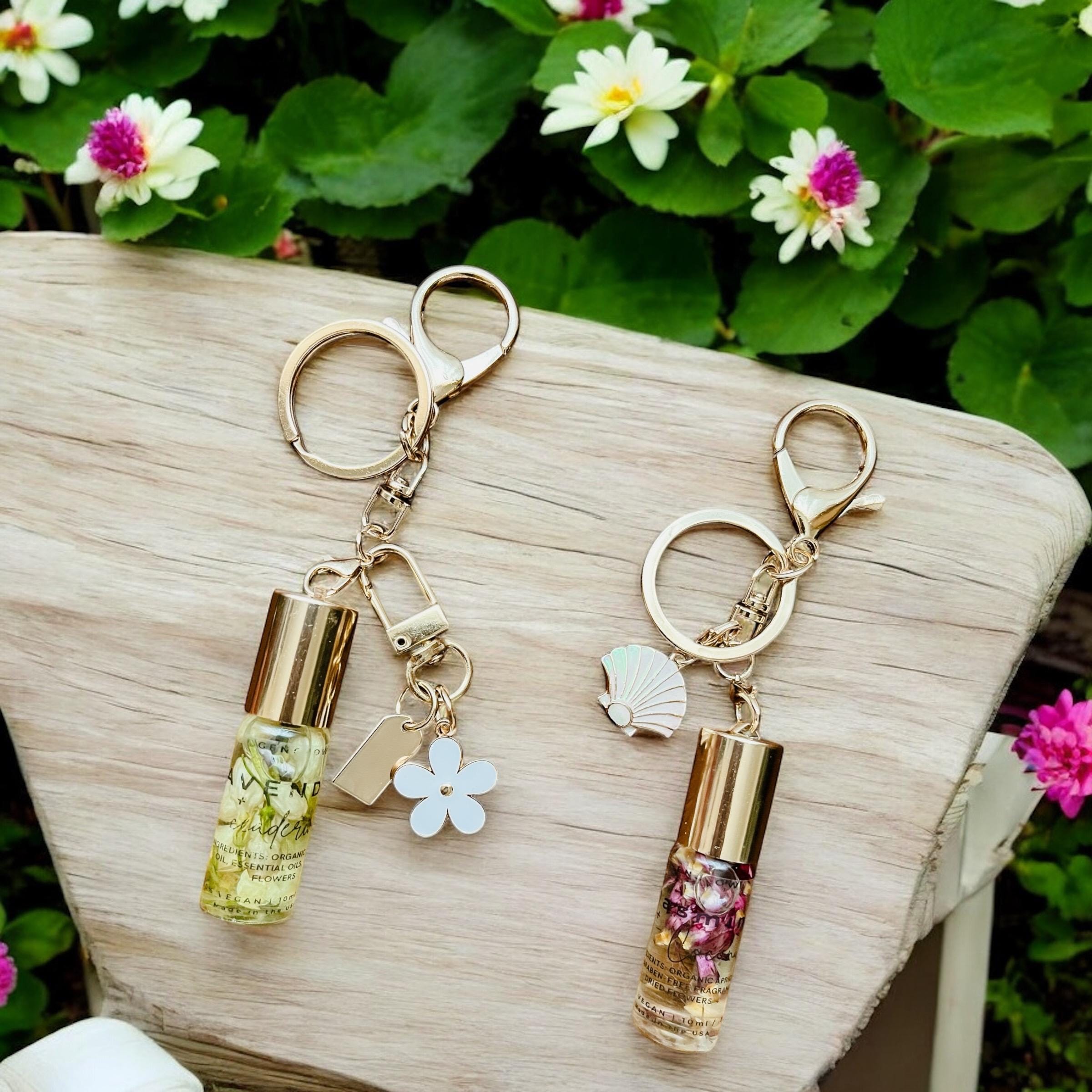 Portable Botanical Fragrance Oil Keychain Roller (5ml) – Many Scents to ...