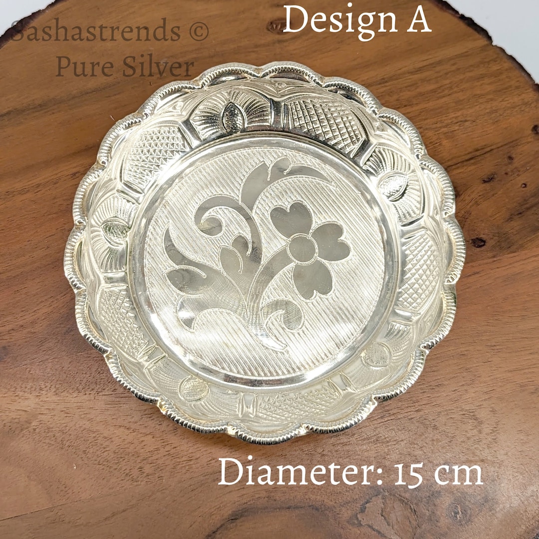 Pure Silver Plate -15 Cms Diameter- Silver Pooja Plate - Pooja Items ...