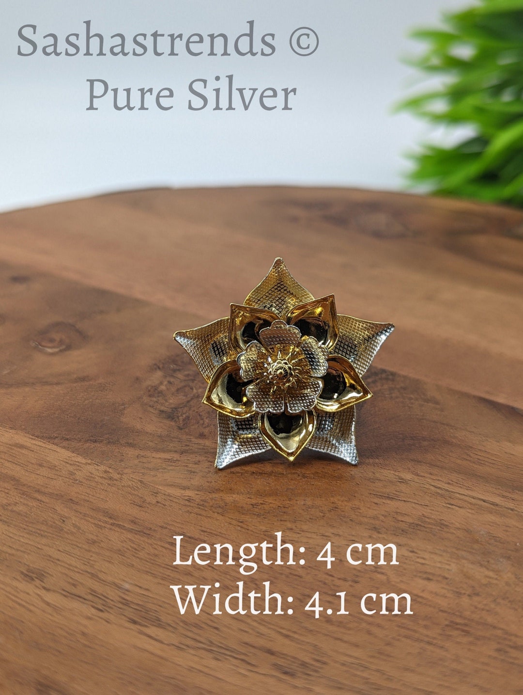 925 Silver Pooja Flower- Gold Plated 3 Layered Flower -silver Pooja ...