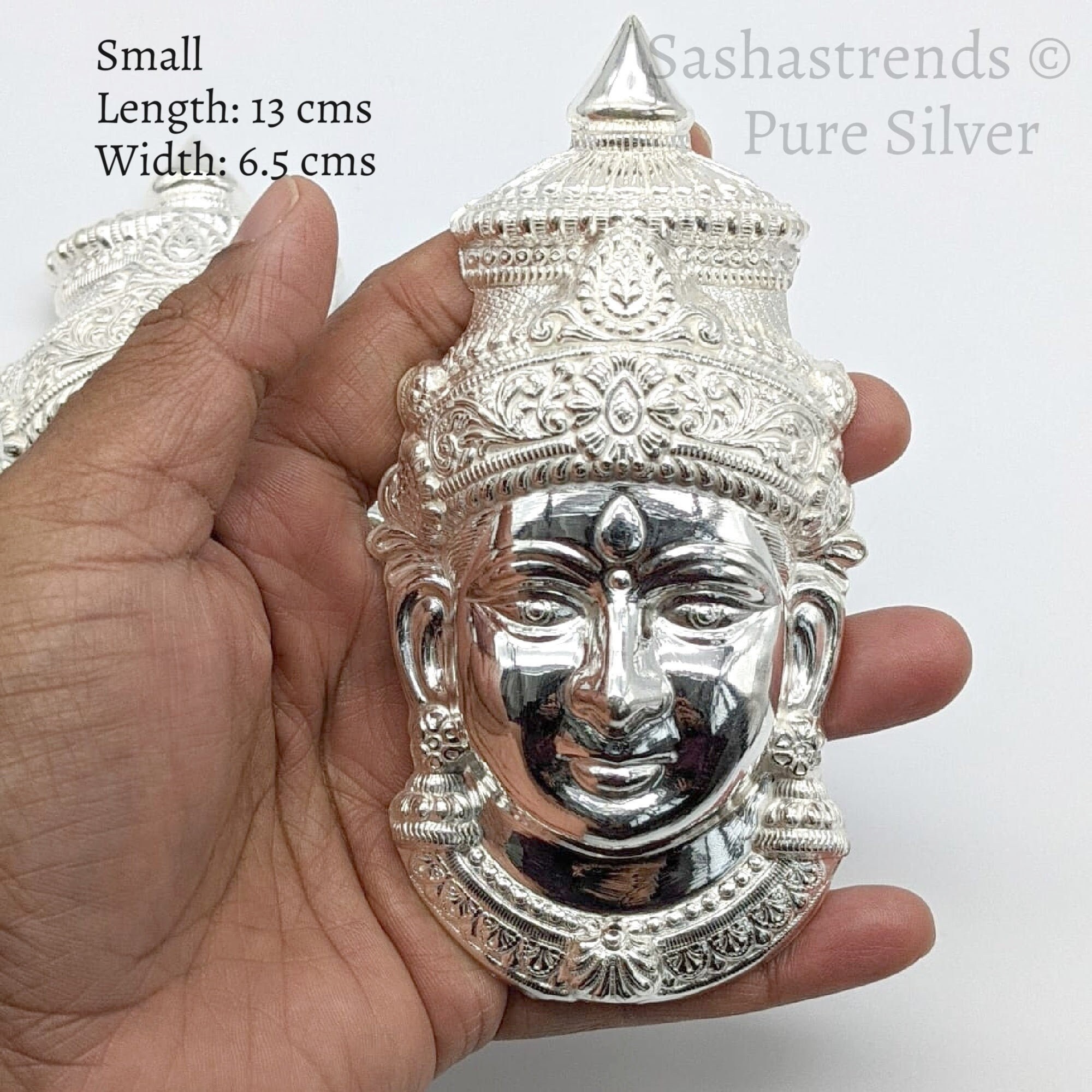 Silver Varamahalakshmi Amman Face-shiny Finish Pure Silver - Etsy Canada