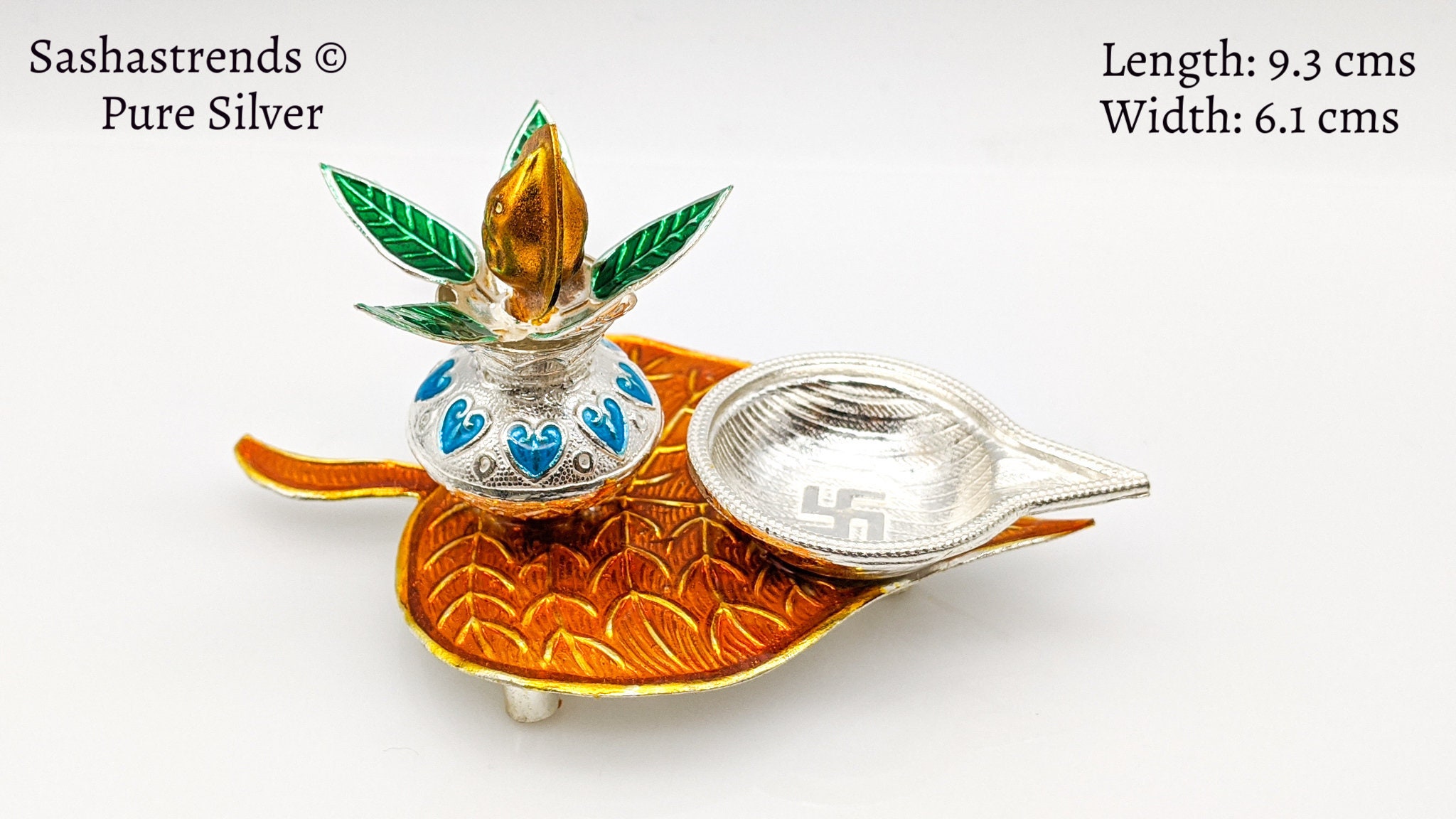 Enamel Kalasam Design Diya/lamp Pure Silver Gift Items - Etsy UK
