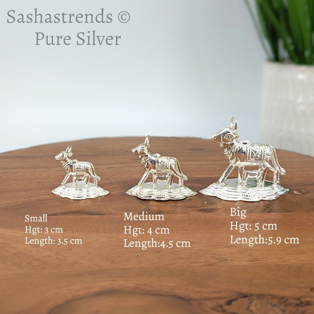 925 Silver Gomatha/ Cow & Calf - Silver Gift Items- Silver Pooja Items ...