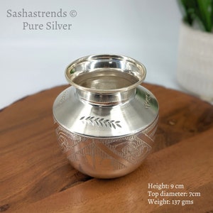 Pure Silver Kalasam/kalash 9 Cm Height - Silver Gift Items- Pooja Items ...
