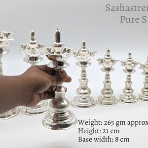 Pure Silver Kerala Kuthu Vilakku/lamp- Pure Silver Gift Items- Pooja ...