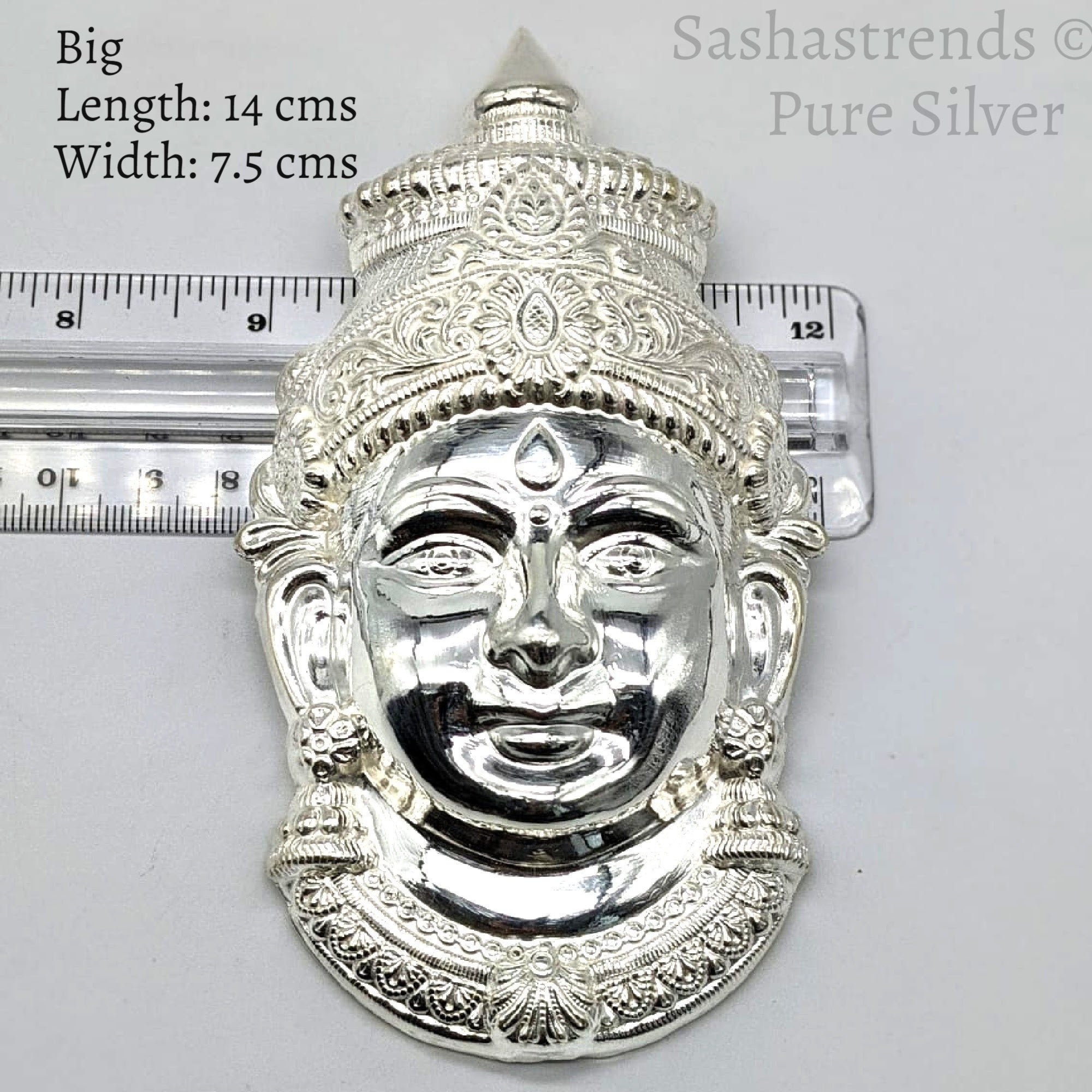 Silver Varamahalakshmi Amman Face-shiny Finish Pure Silver - Etsy Canada