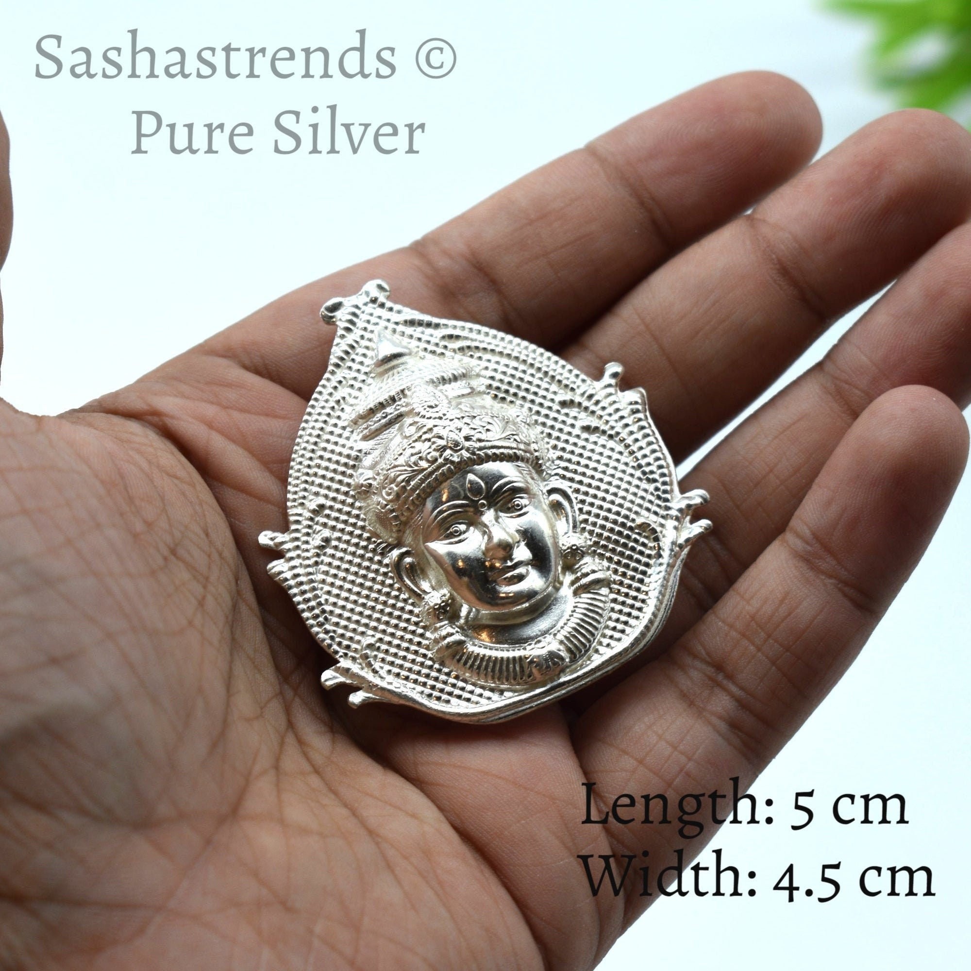 Silver Amman Face Amman Face With Hook Pure Silver Gift - Etsy