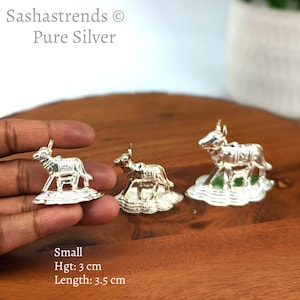 925 Silver Gomatha/ Cow & Calf Silver Gift Items Silver Pooja Items for ...