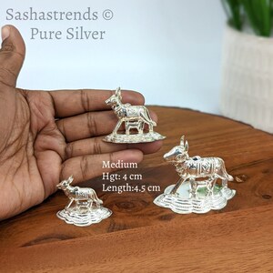 925 Silver Gomatha/ Cow & Calf Silver Gift Items Silver Pooja Items for ...