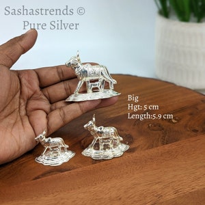 925 Silver Gomatha/ Cow & Calf Silver Gift Items Silver Pooja Items for ...