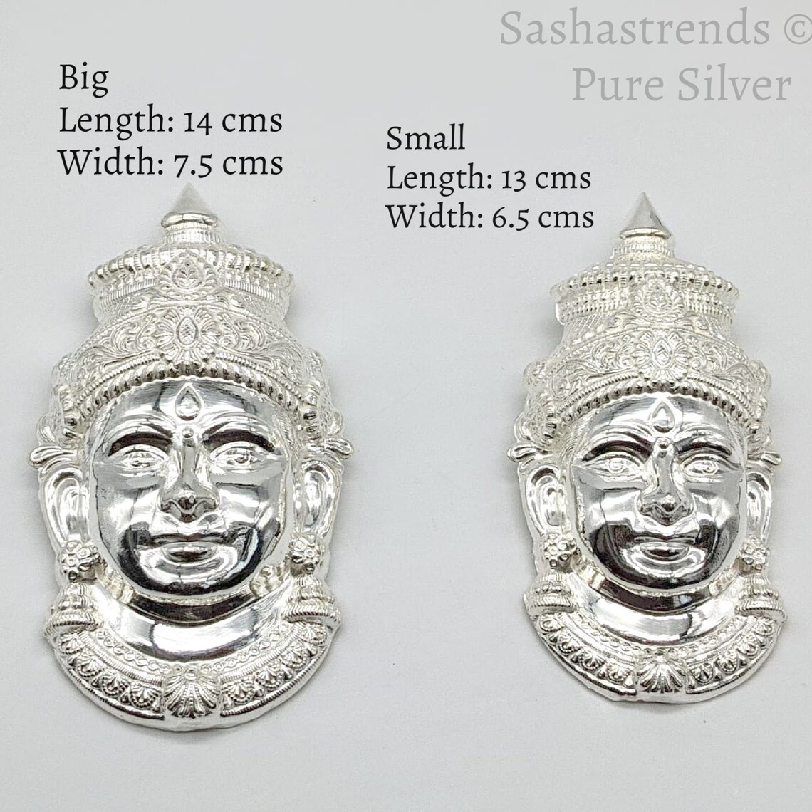 Silver Varamahalakshmi Amman Face-shiny Finish Pure Silver - Etsy Canada