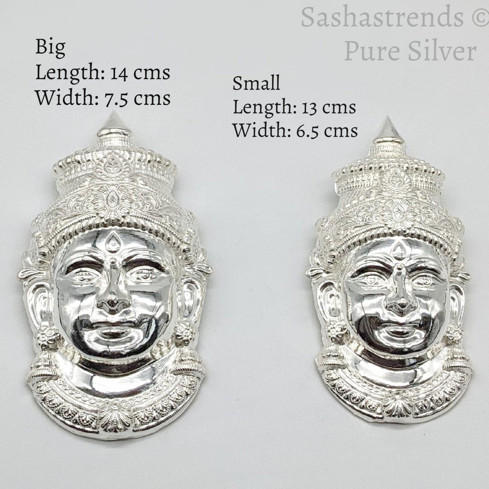 Silver Varamahalakshmi Amman Face-shiny Finish Pure Silver - Etsy Canada