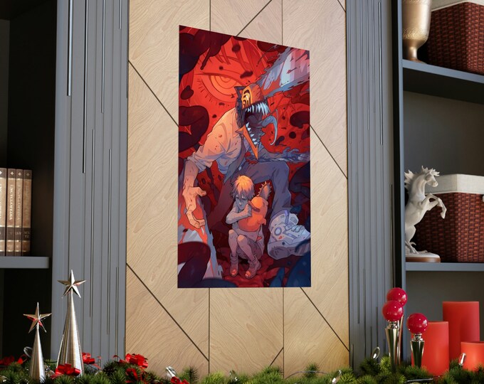 Gothic Chain Man Horror Anime Design Canvas Wall Poster Canvas Wall ...