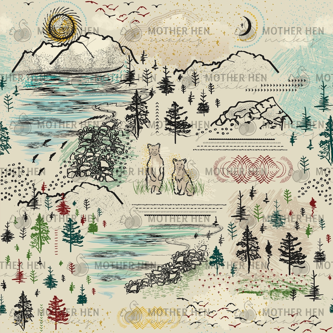 Mountain Trail • 24x24” • Half-brick Repeat • Non Exclusive Design - Etsy